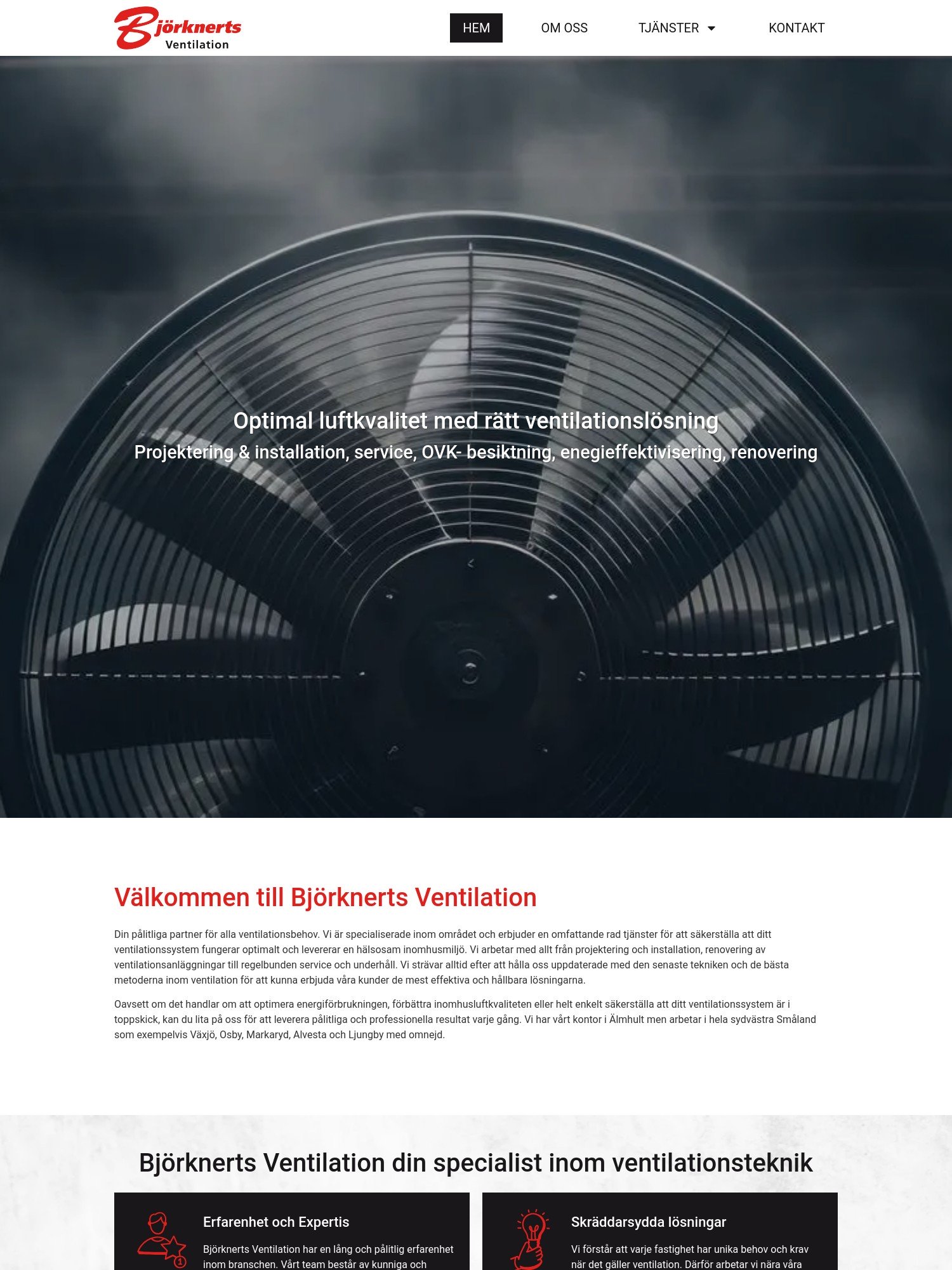 Björknerts Ventilation - Ventilationstjänster - Interwebsite Webbyrå