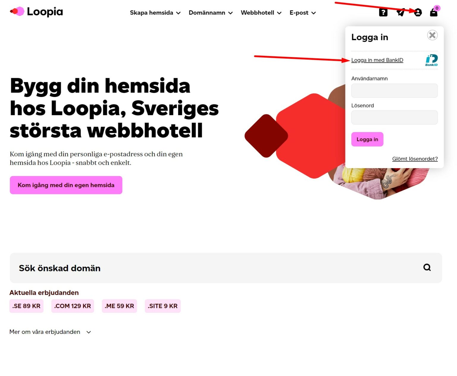 Loopia webbhotell logga in eller glömt/tappat bort uppgifterna till ditt webbhotell ...
